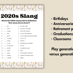 2020s Trivia Slang Game | Play With Kids and Adults | Digital Printable ...