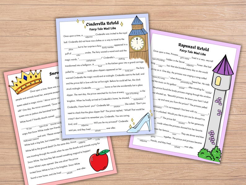 Fairy Tale Mad Libs | Classic Princess Pack | Download and Print ...