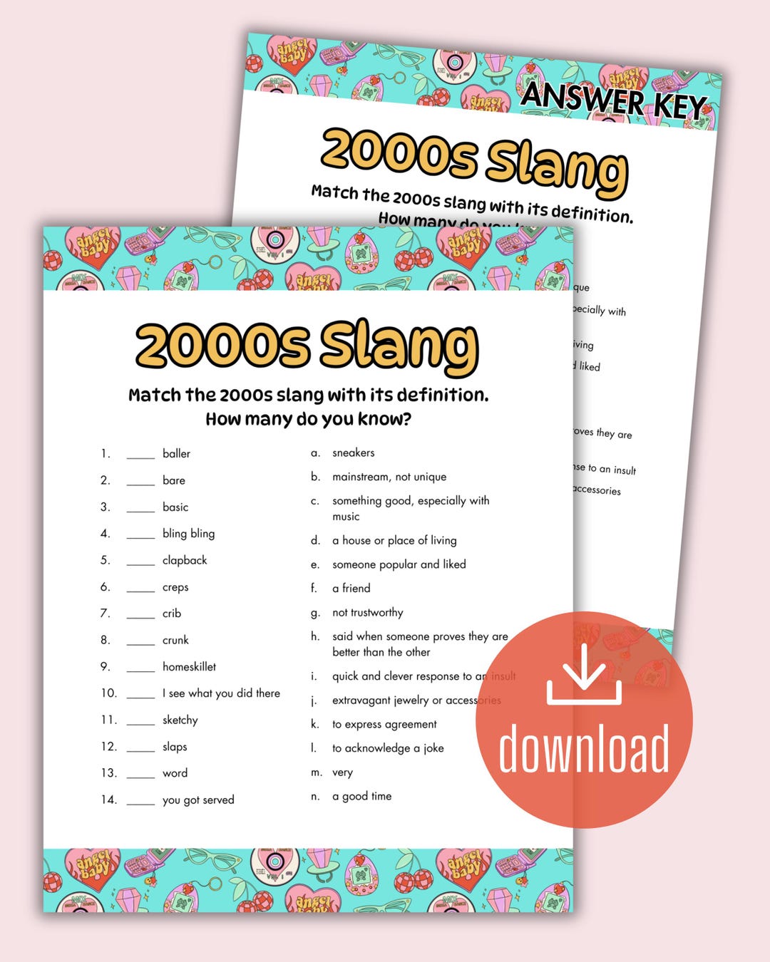 2000s Slang Trivia Game | Family Friendly Activity (digital Download ...