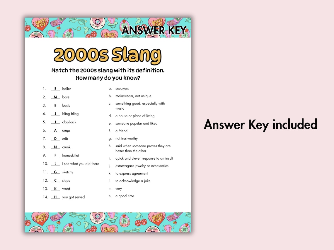 2000s Trivia Slang Game | Play With Kids and Adults | Digital Printable ...
