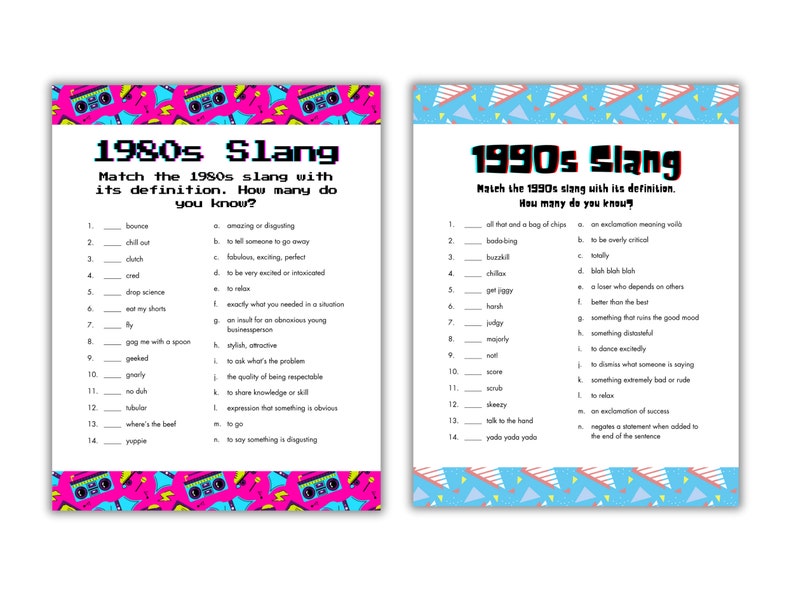 Slang by the Decades Game Pack| Play With Kids and Adults | Digital ...