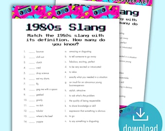 1950s Slang Trivia Game | Family Friendly Activity (digital Download ...