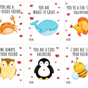 18 Pack Valentine's Day Cards | Illustrated Animal Puns for Day of Love ...