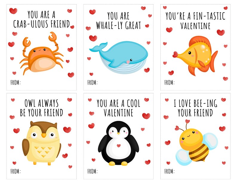 18 Pack Valentine's Day Cards | Illustrated Animal Puns for Day of Love ...