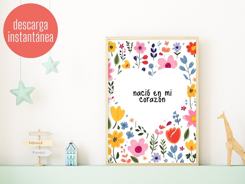 Nació En Mi Corazón | Nursery, Baby, or Toddler Room Wall Art | Digital ...