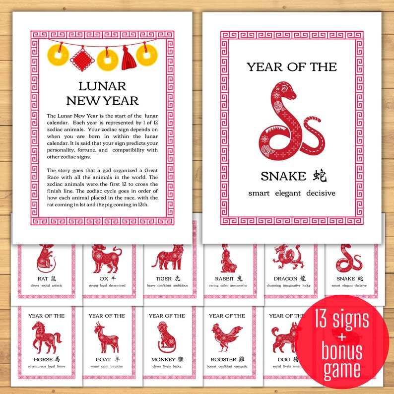 Lunar New Year Zodiac Signs | Year of the Snake 2025 | Download and ...