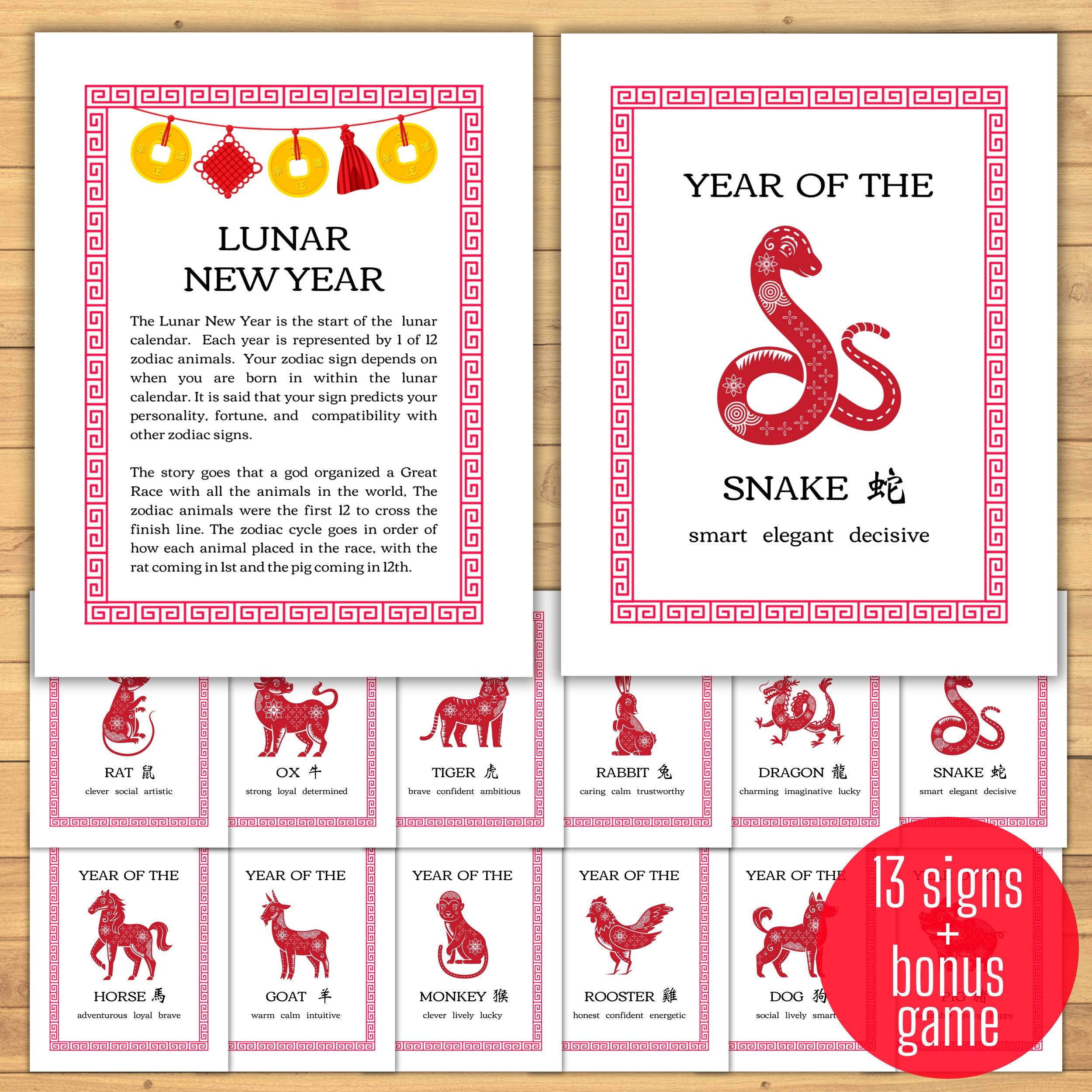 Lunar New Year Zodiac Signs | Year of the Snake 2025 | Download and ...