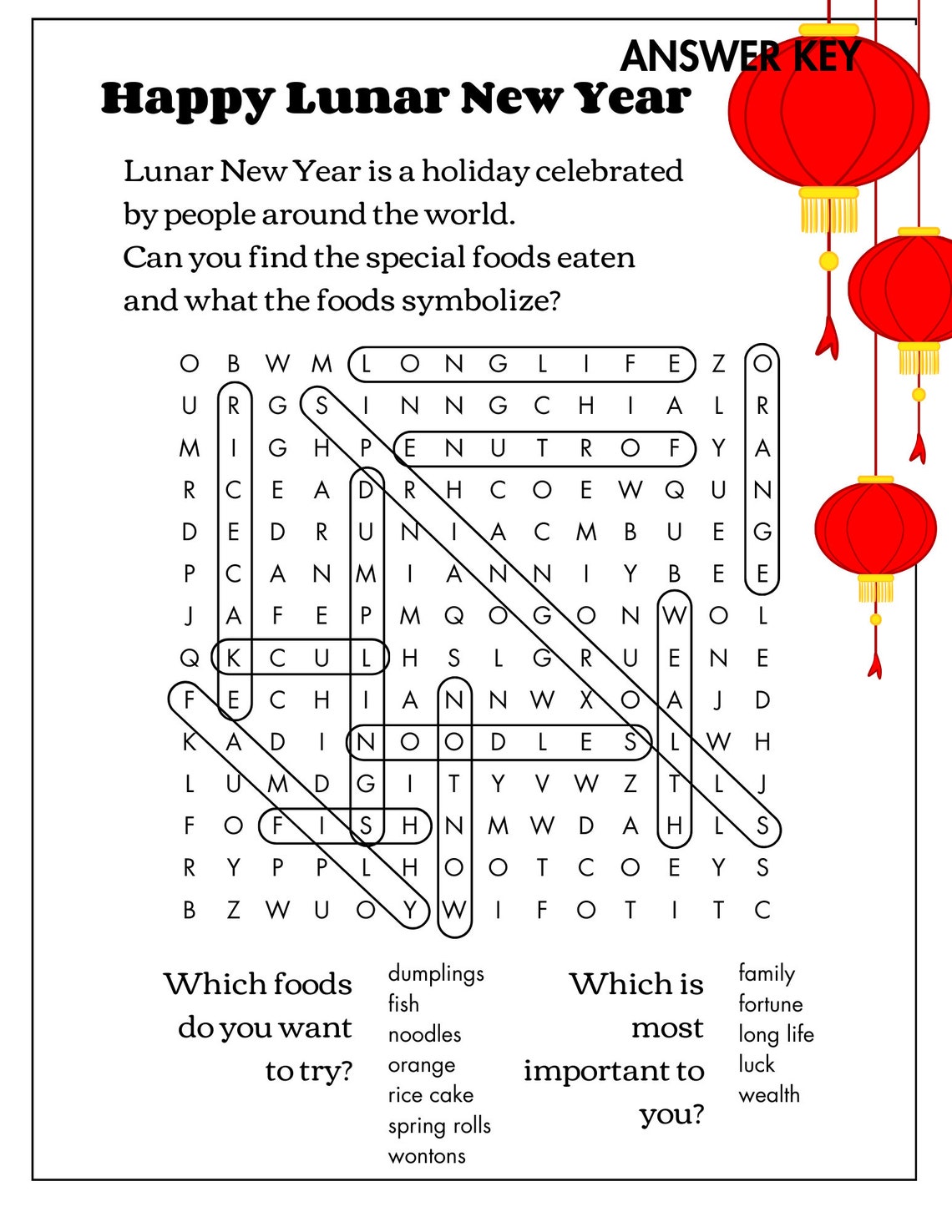 Lunar New Year Word Search | Download and Print | Learning Word ...