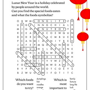 Lunar New Year Word Search | Download and Print | Learning Word ...