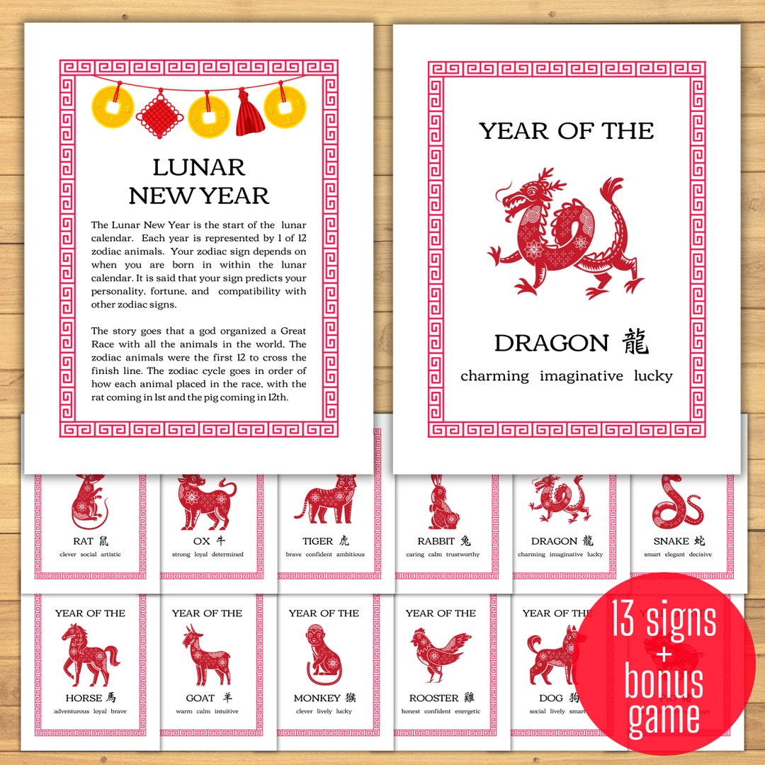 Lunar New Year Zodiac Signs Year of the Dragon Download and Print ...