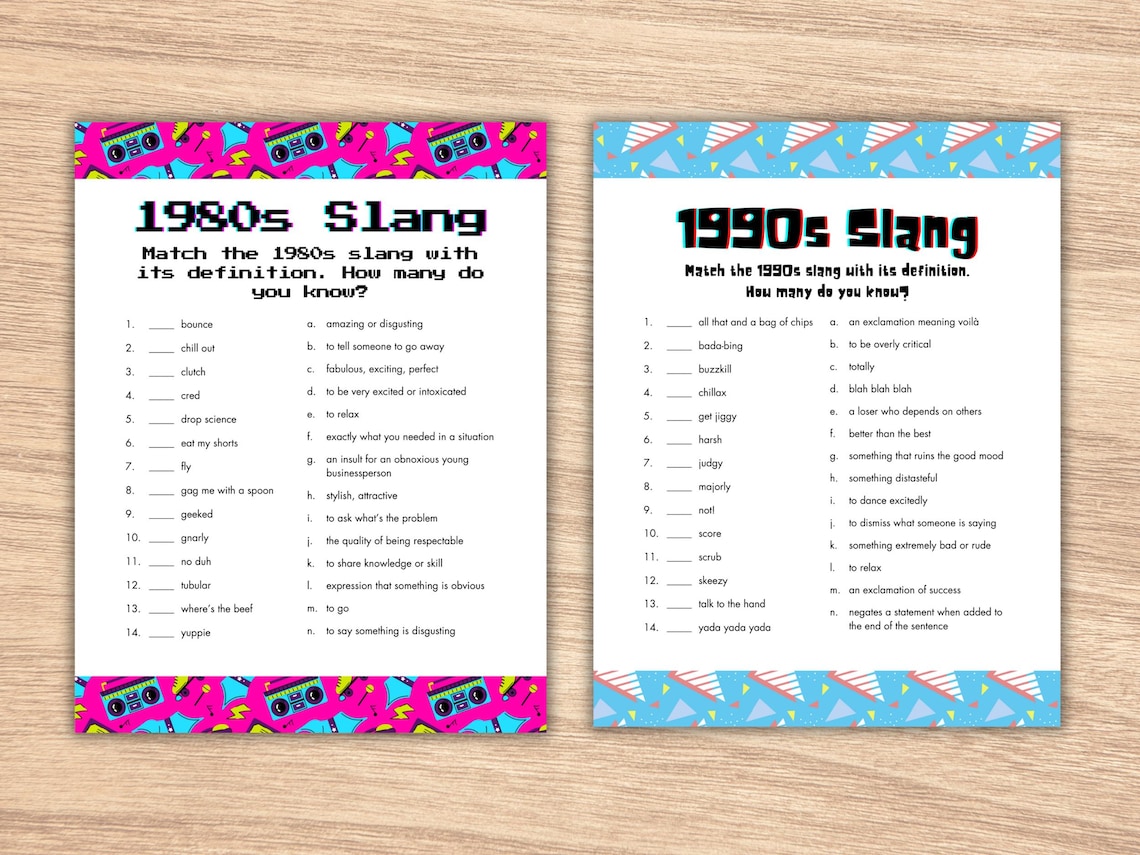 Slang by the Decades Trivia Game Bundle | Family Friendly Activity ...
