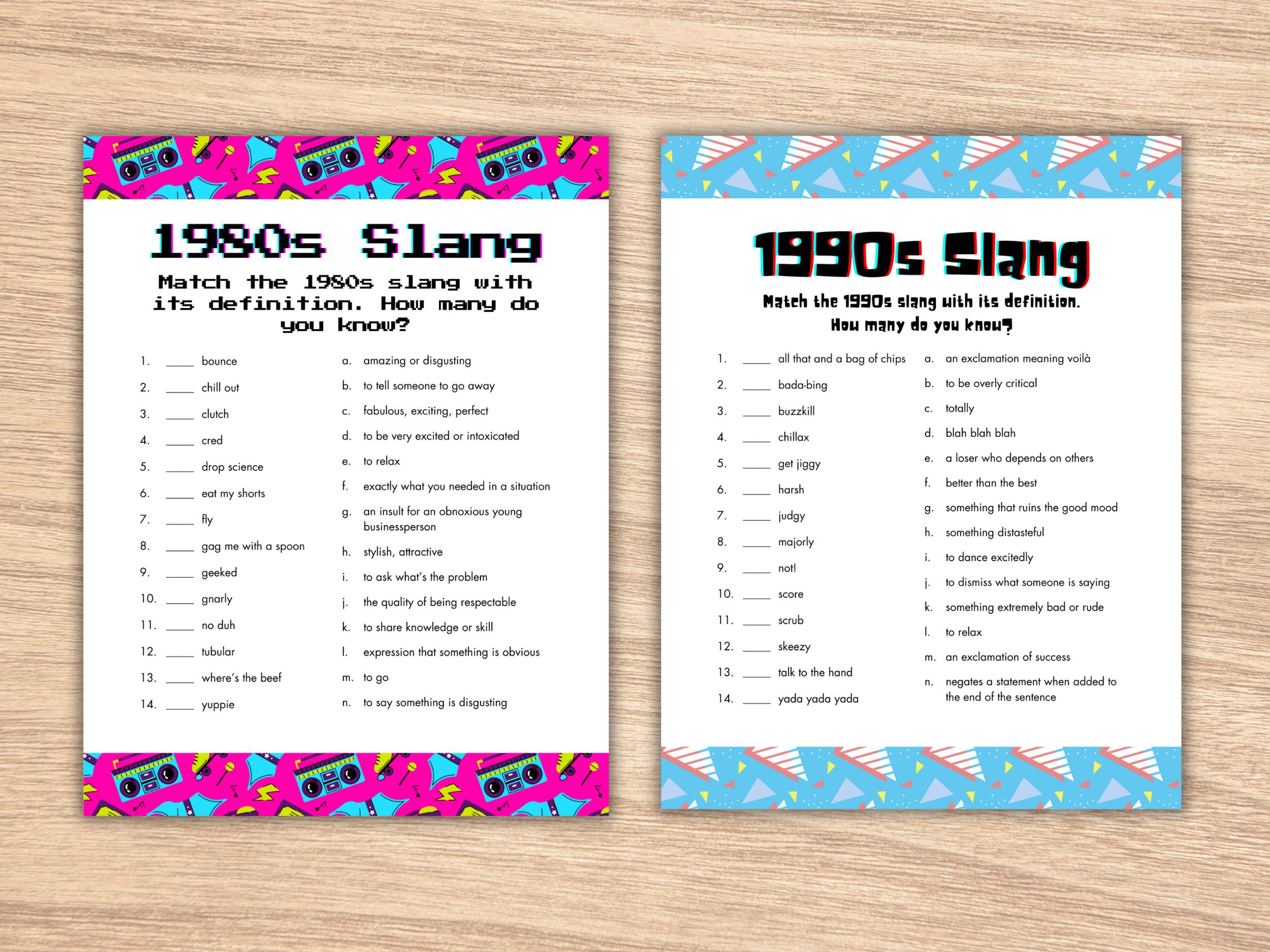 Slang by the Decades Game Pack| Play With Kids and Adults | Digital ...