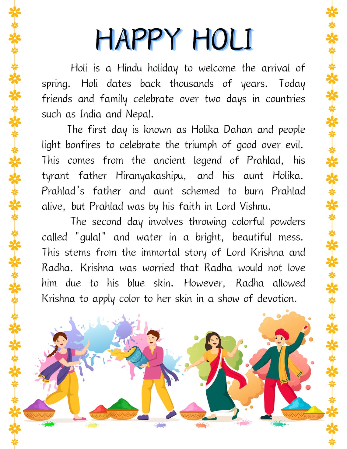 Holi Festival of Color Signs | Download and Print | Hindu Indian ...