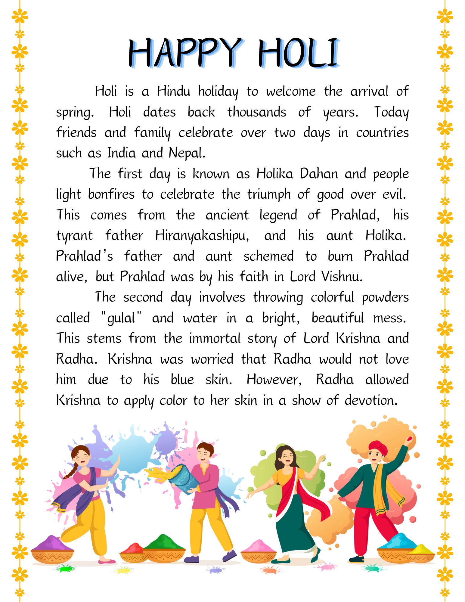 Holi Festival of Color Signs | Download and Print | Hindu Indian ...