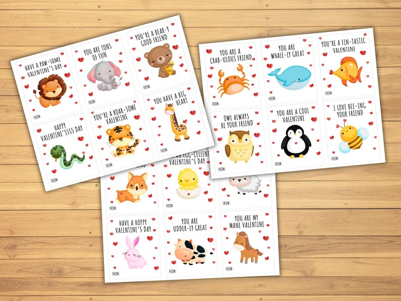 18 Pack Valentine's Day Cards | Illustrated Animal Puns for Day of Love ...