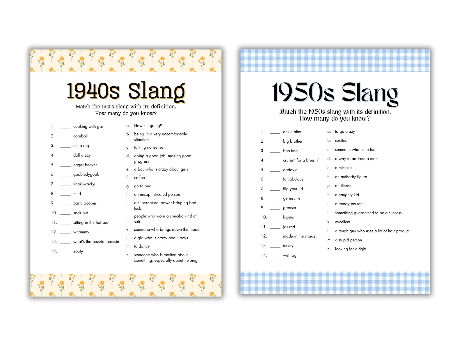 Slang by the Decades Game Pack| Play With Kids and Adults | Digital ...
