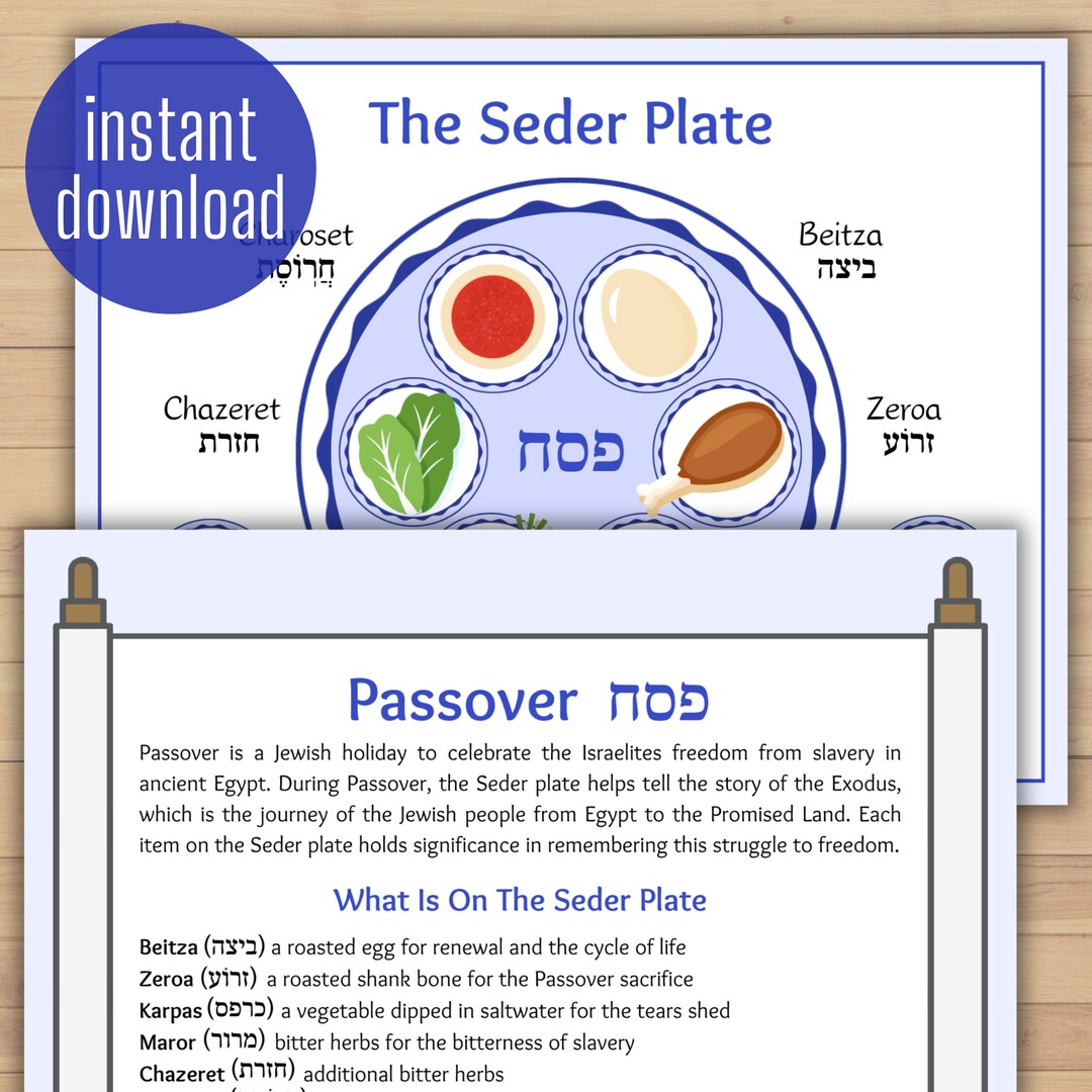 Passover Pesach and Seder Plate Table Signs Download and Print Jewish ...