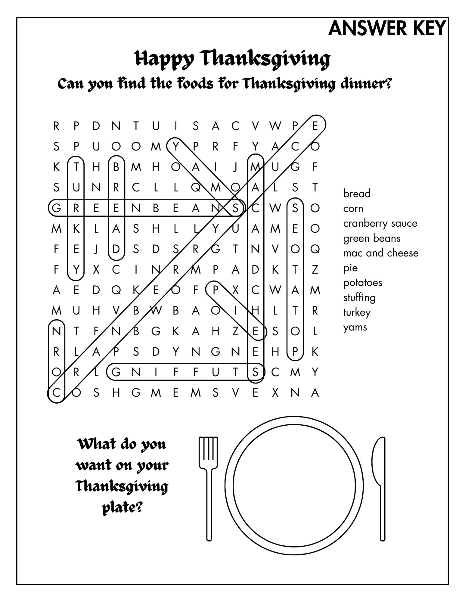 Thanksgiving Word Search | Download and Print | Learning Word Activity ...