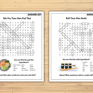 Recipe Word Search Games: 12-pack Learning Activity (digital Download ...