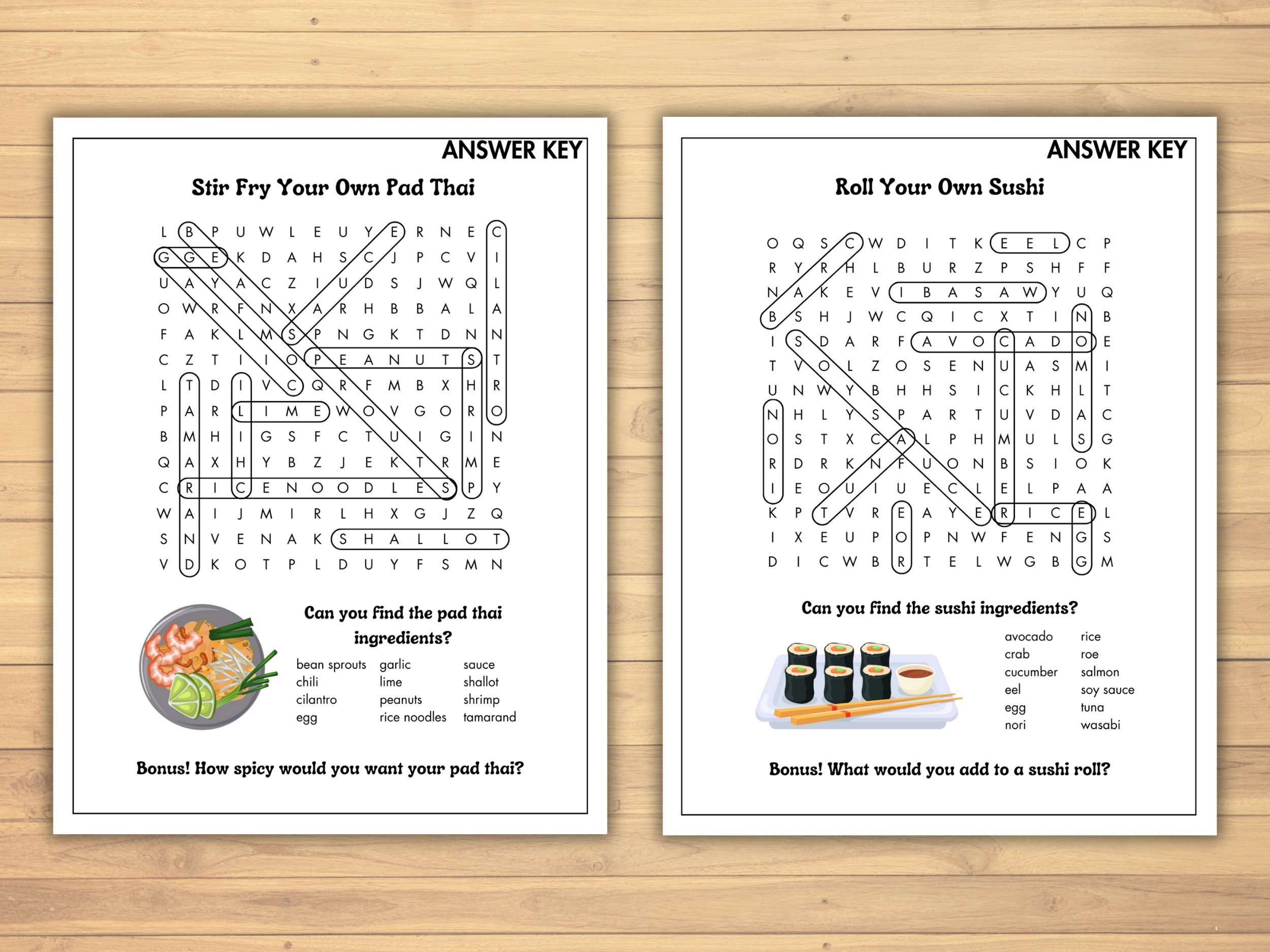 Recipe Word Search Games: 12-pack Learning Activity (digital Download ...