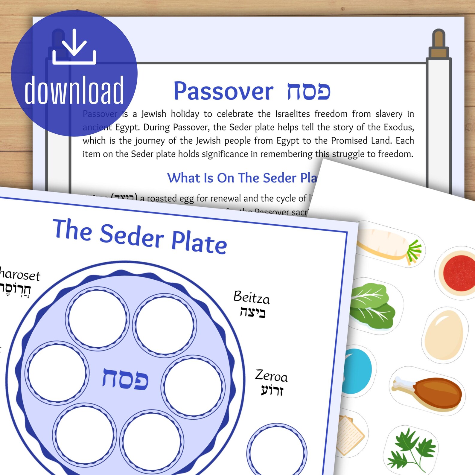 Interactive Passover Pesach and Seder Plate Table Signs | Download and ...