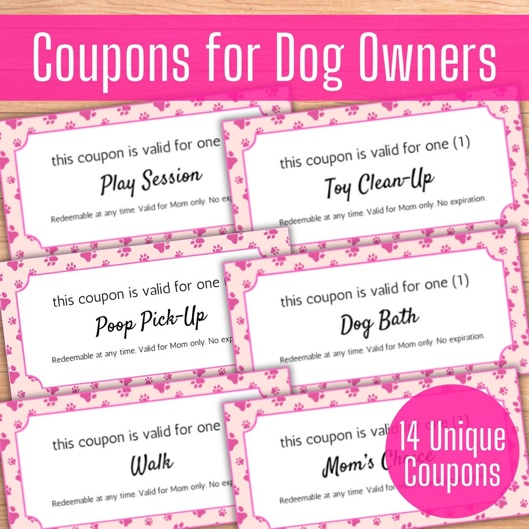 Dog Owner Coupon Book | Pink Pet Parent Chores Gift (digital Download ...