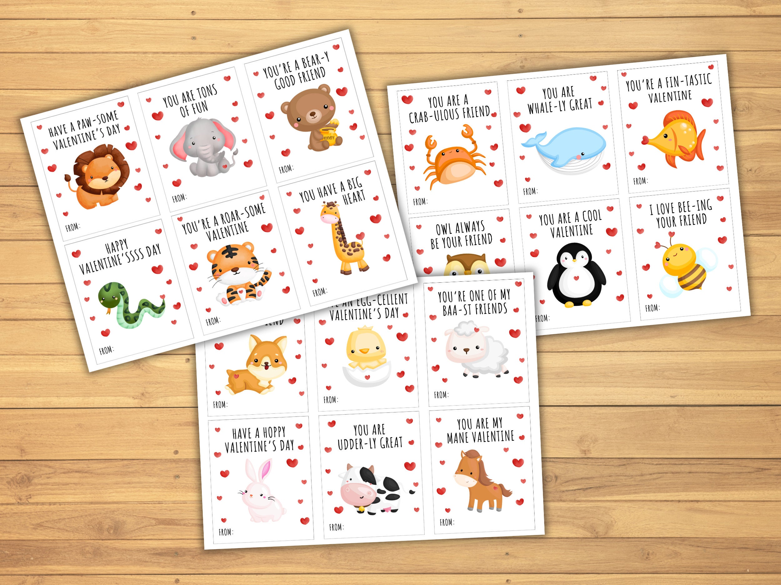 18 Pack Valentine's Day Cards Illustrated Animal Puns for Day of Love ...