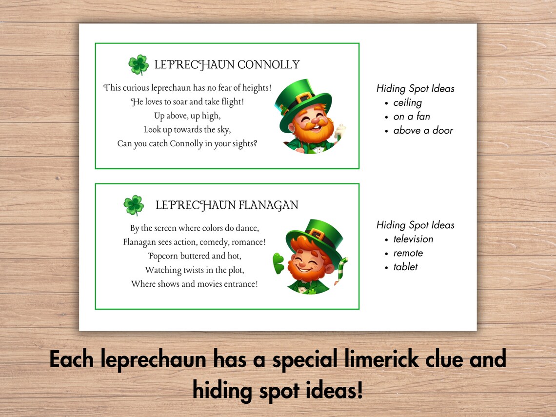 St. Patrick's Day Leprechaun Scavenger Hunt With Clues Party and Play ...