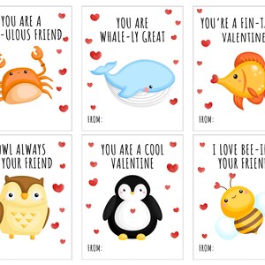 18 Pack Valentine's Day Cards Illustrated Animal Puns for Day of Love ...
