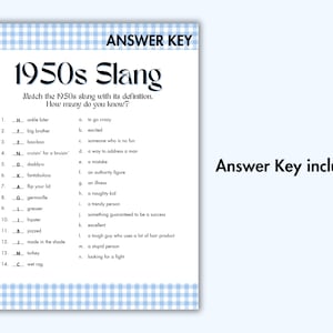 1950s Trivia Slang Game | Play With Kids and Adults | Digital Printable ...