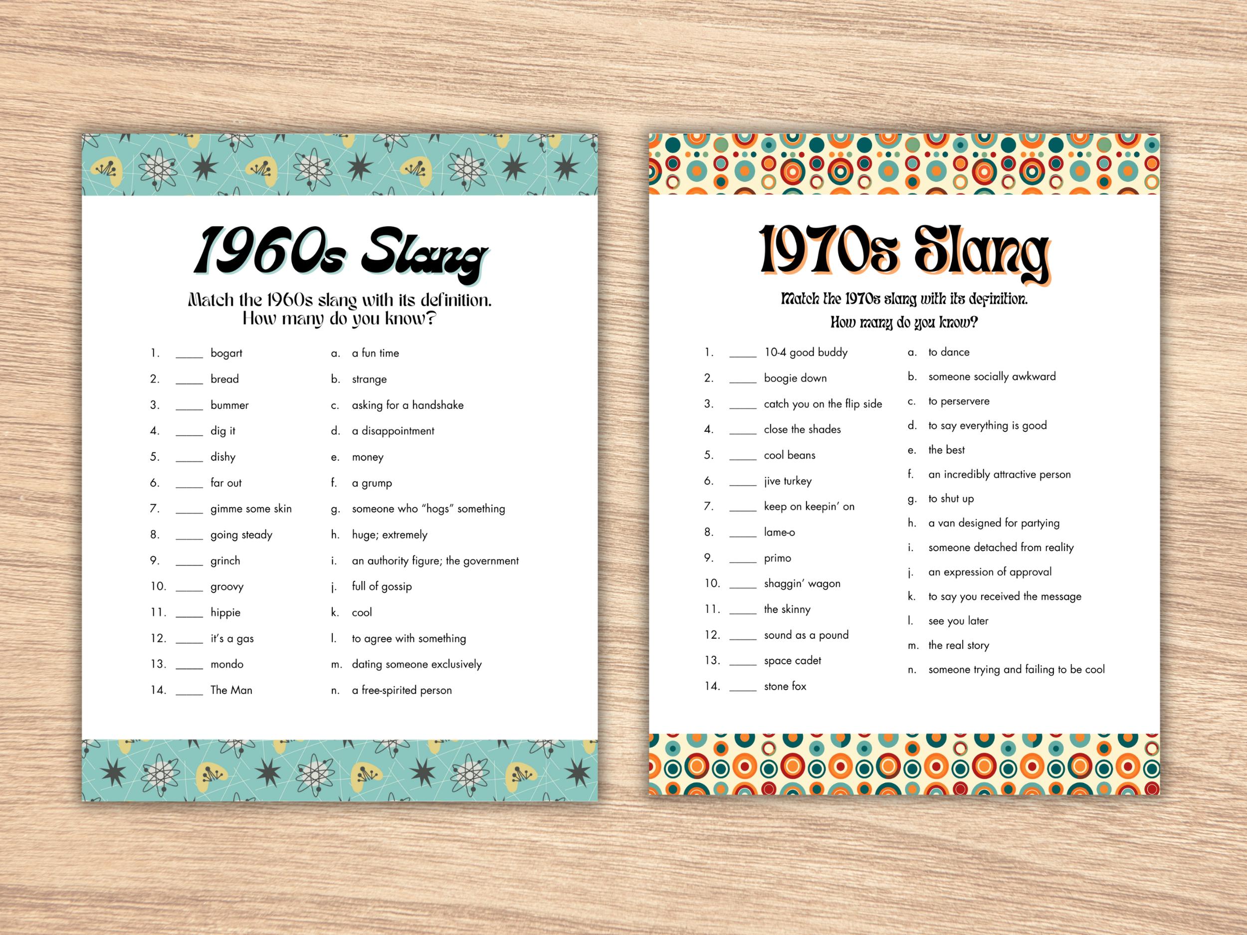 Slang by the Decades Game Pack| Play With Kids and Adults | Digital ...