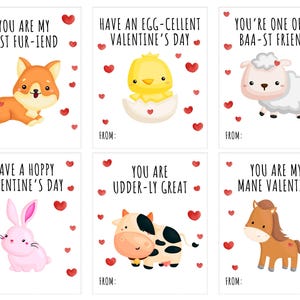 18 Pack Valentine's Day Cards | Illustrated Animal Puns for Day of Love ...