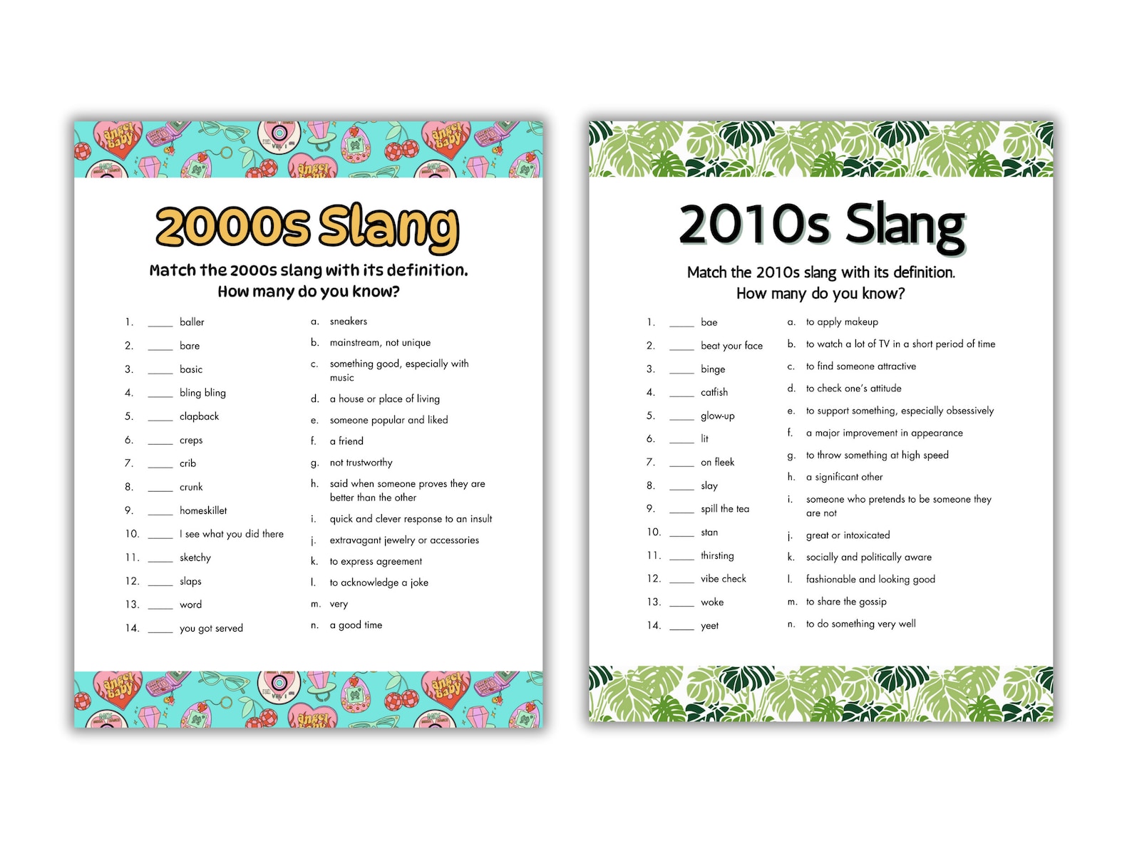Slang by the Decades Game Pack| Play With Kids and Adults | Digital ...