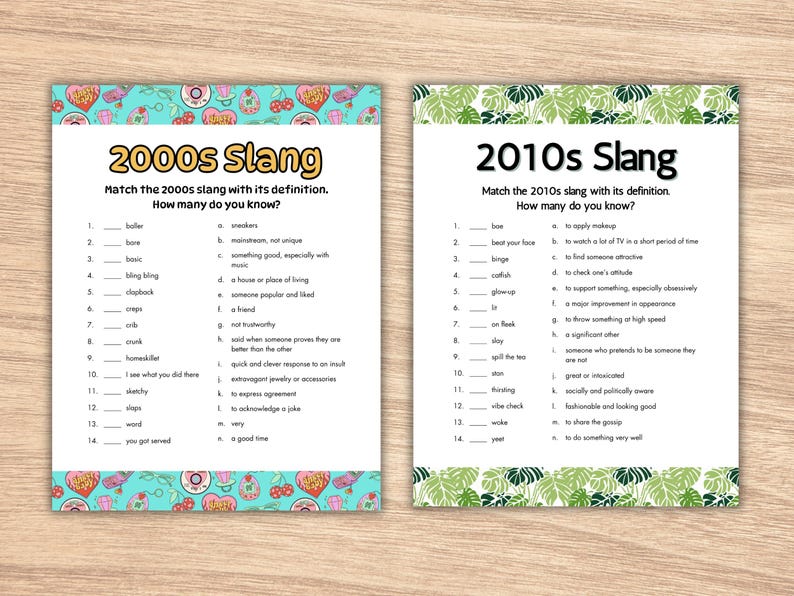 Slang by the Decades Trivia Game Bundle | Family Friendly Activity ...