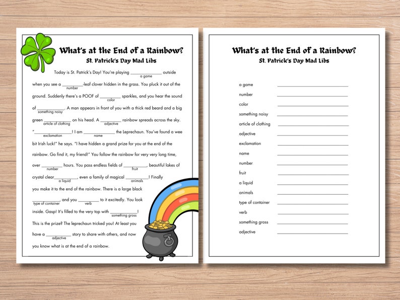 St. Patrick's Day Mad Libs Game | Family Friendly Learning Activity ...