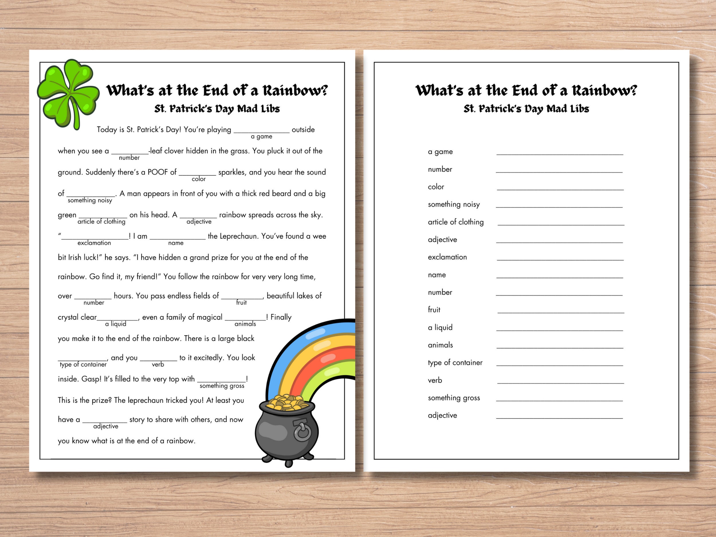 St. Patrick's Day Mad Libs Game | Family Friendly Learning Activity ...