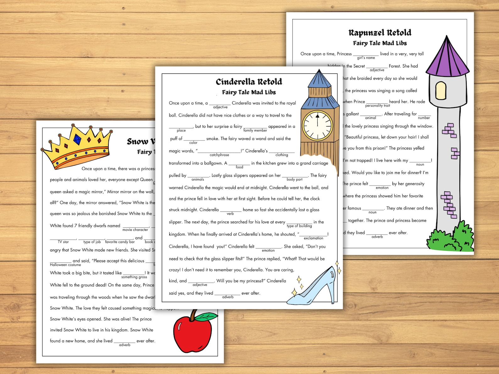 Fairy Tale Mad Libs Classic Princess Pack Download and Print Learning ...