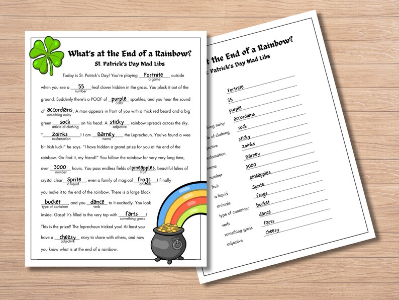 St. Patrick's Day Mad Libs | Party and Play | Download and Print ...