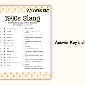 1940s Trivia Slang Game | Play With Kids and Adults | Digital Printable ...
