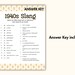 1940s Trivia Slang Game Play With Kids and Adults Digital Printable ...