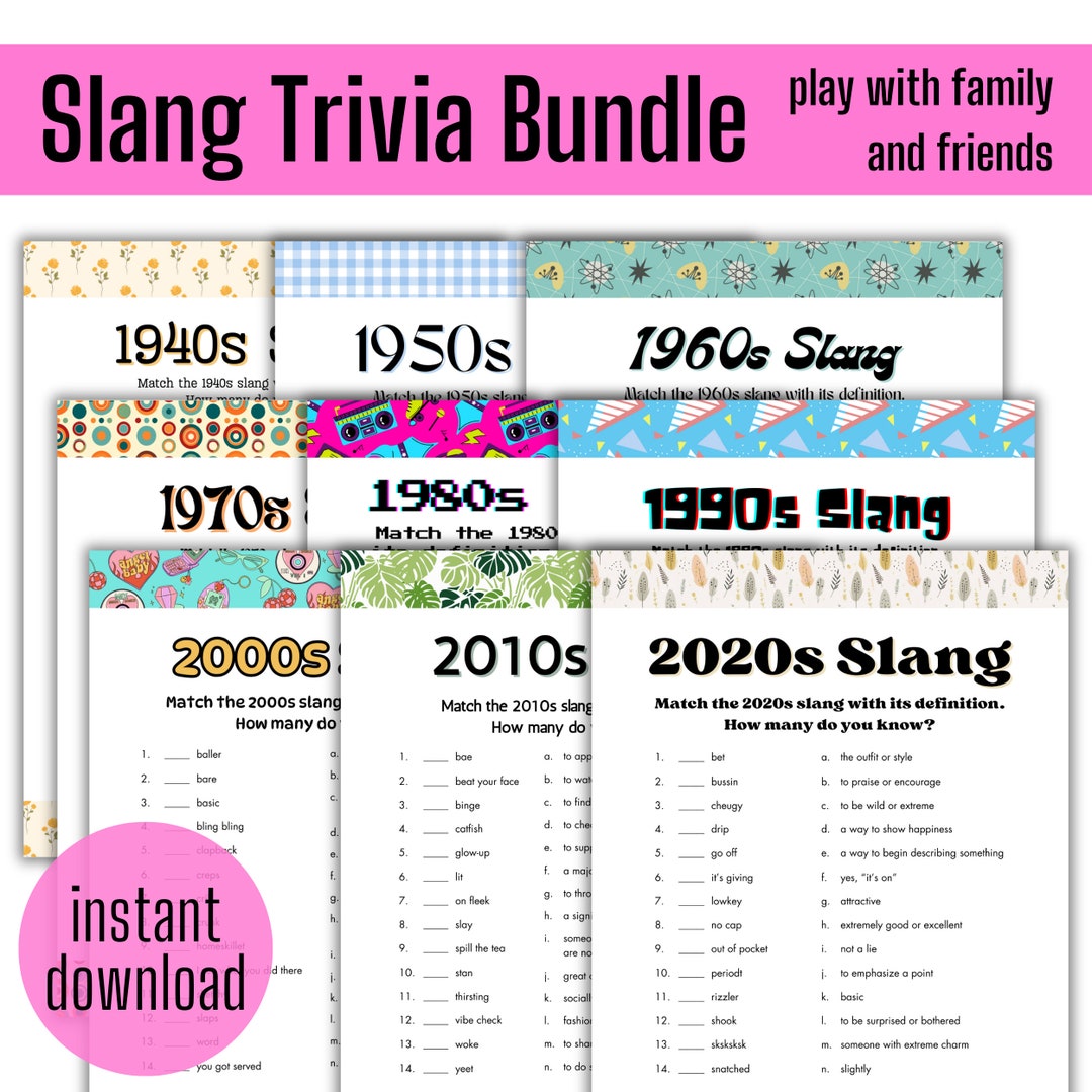 Slang by the Decades Game Pack| Play With Kids and Adults | Digital ...