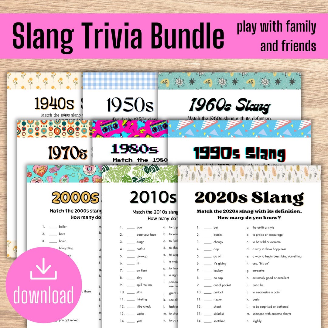 Slang by the Decades Game Pack| Play With Kids and Adults | Digital ...