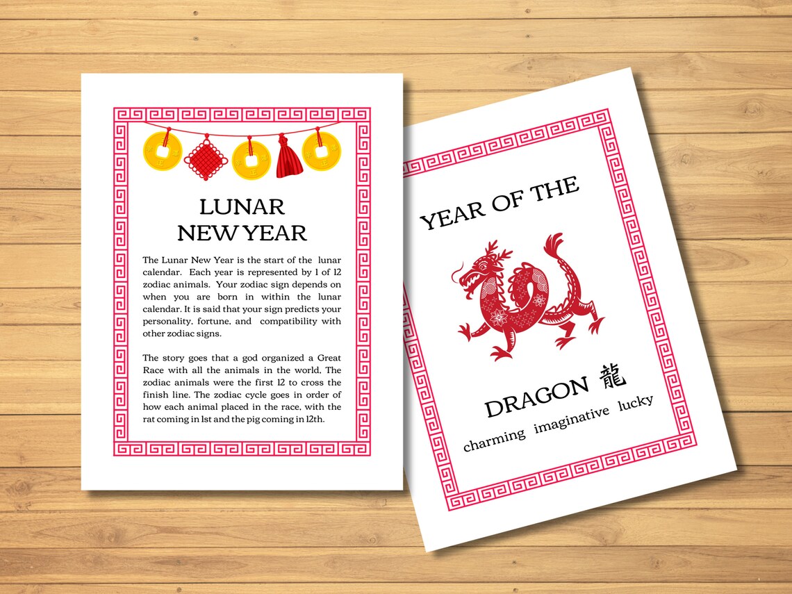 Lunar New Year Zodiac Signs Year of the Dragon Download and Print ...
