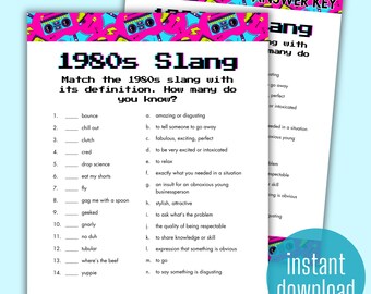 1950s Trivia Slang Game | Play With Kids and Adults | Digital Printable ...