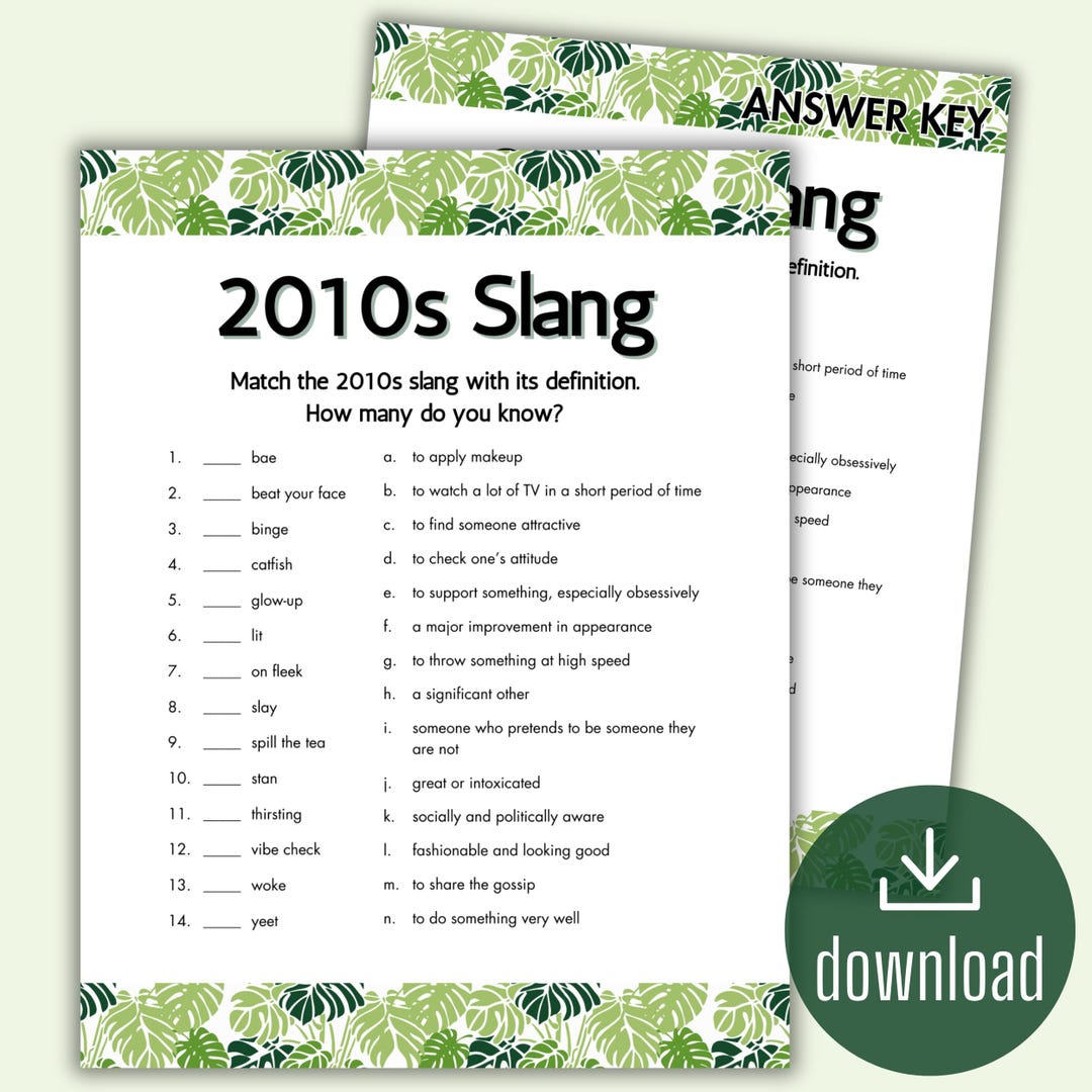 2010s Trivia Slang Game | Play With Kids and Adults | Digital Printable ...