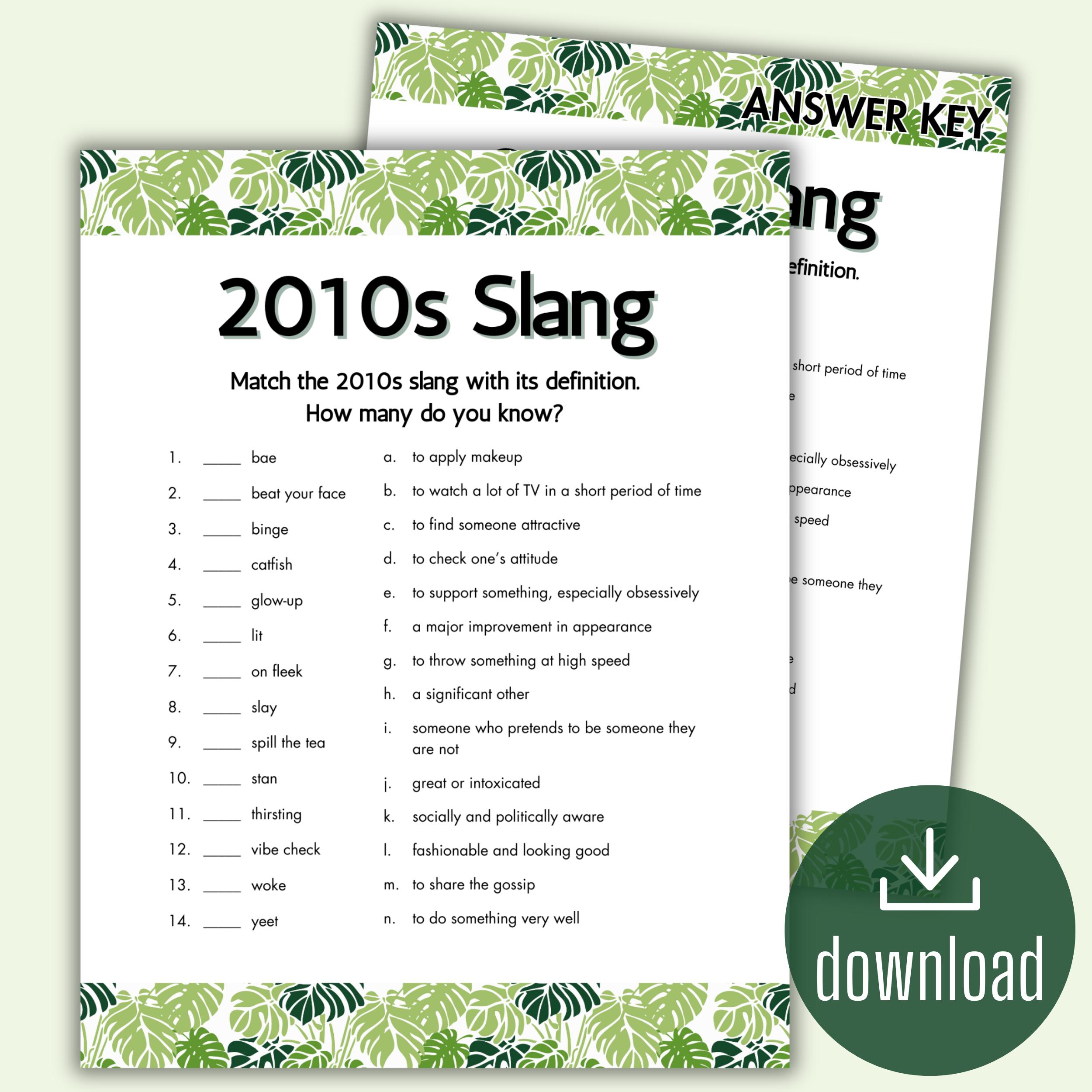 2010s Trivia Slang Game | Play With Kids and Adults | Digital Printable ...