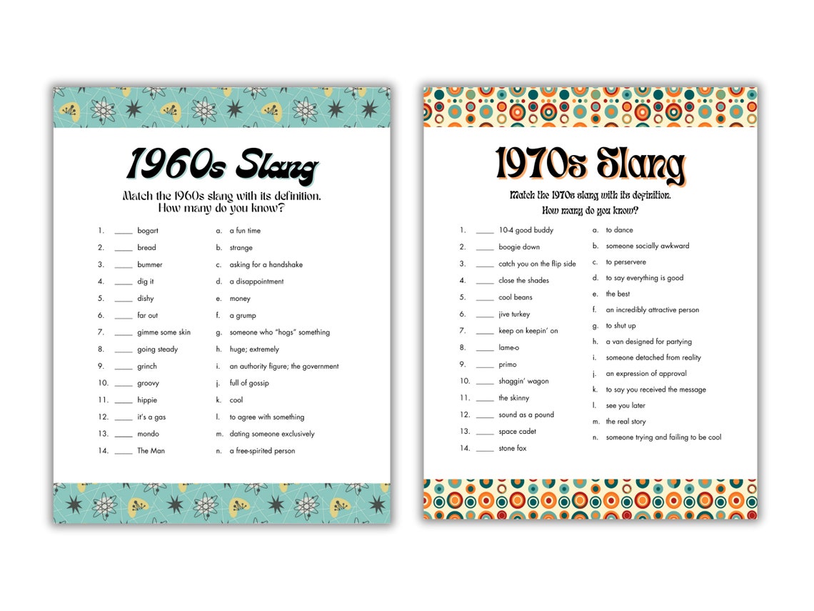 Slang by the Decades Game Pack| Play With Kids and Adults | Digital ...
