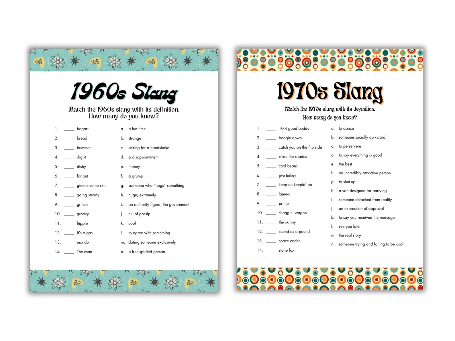 Slang by the Decades Game Pack| Play With Kids and Adults | Digital ...