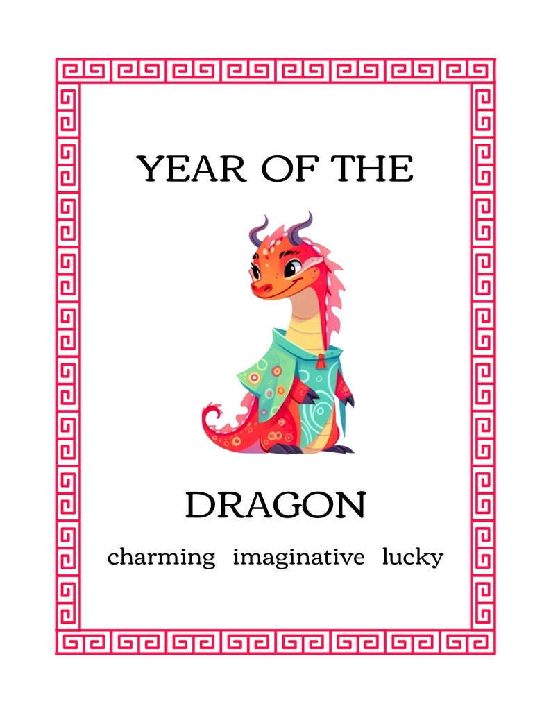 Lunar New Year Zodiac Signs Year of the Dragon Download and Print ...