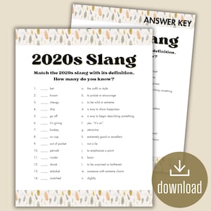 2020s Trivia Slang Game | Play With Kids and Adults | Digital Printable ...